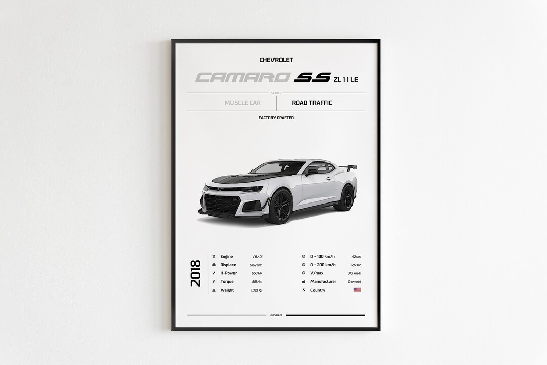 Chevrolet Camaro SS ZL1 1LE 2018, Car Poster, Super Car, Sportscar ...