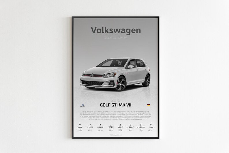 Volkswagen Golf GTI MK 7 2015, GTI, Car Poster, Super Car, Sportscar ...