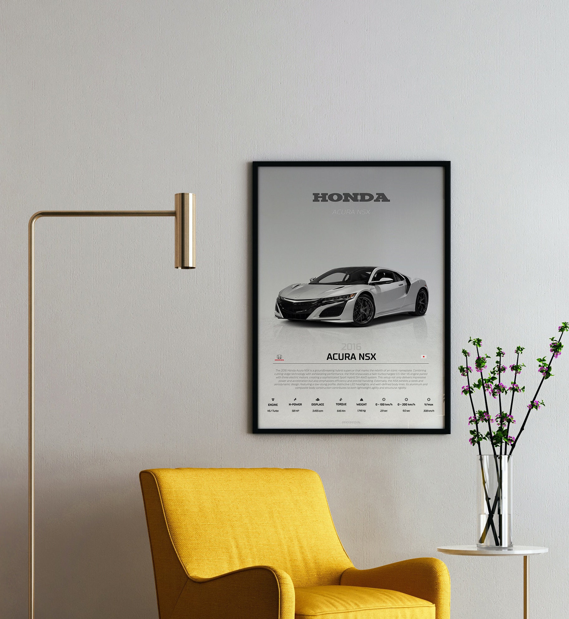 Honda Acura NSX 2016 , Honda, Japanese Car, Super Car, Car Poster ...