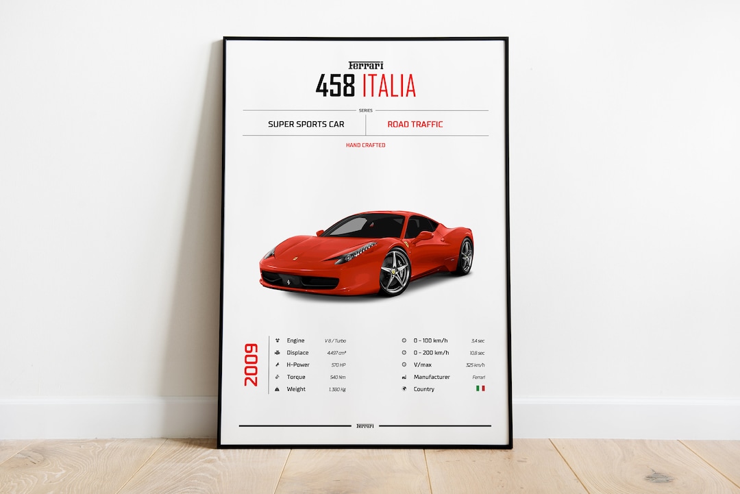 Ferrari 458 Italia 2009, Ferrari, Car Poster, Super Car, Sportscar ...