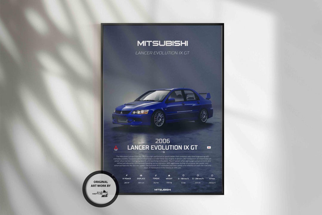 Mitsubishi Lancer Evolution 9 GT, Car Poster, Fast & Furious Poster ...