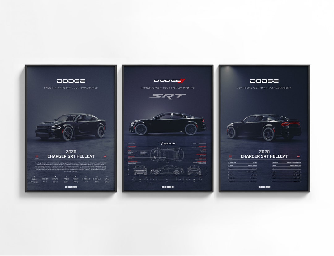 Dodge Charger SRT Widebody 2020, Dodge, Car Poster Set, Super Car ...