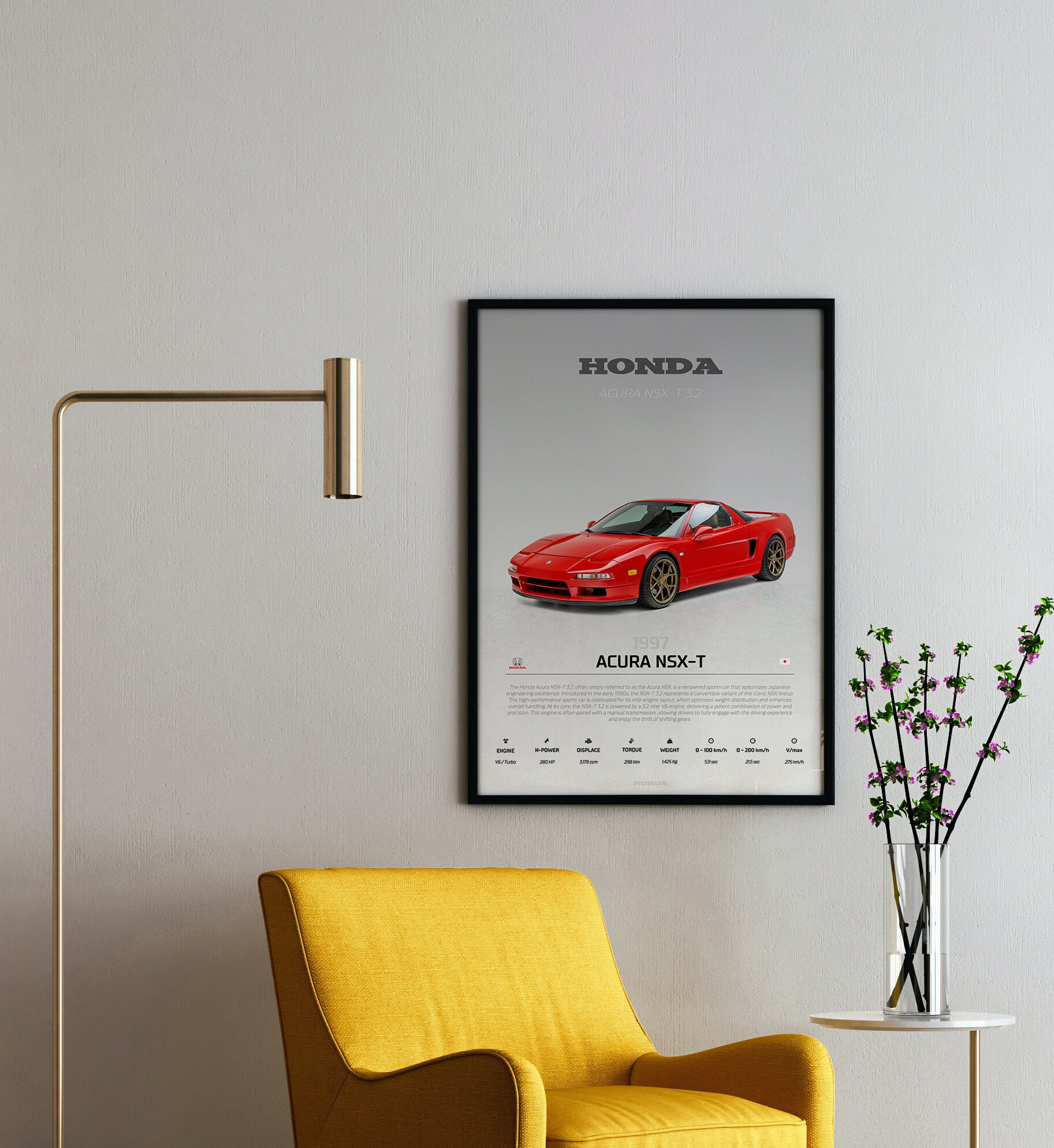 Honda Acura NSX-T 1997 , Honda, Japanese Car, Super Car, Car Poster ...