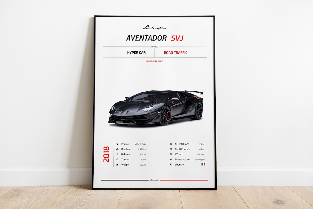 Lamborghini Aventador SVJ 2018, Lamborghini, SVJ, Super Car, Wall Art ...