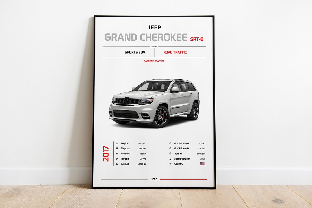 Jeep Grand Cherokee SRT-8 2017, Jeep, Jeep SUV, Poster, Super Car, Wall ...