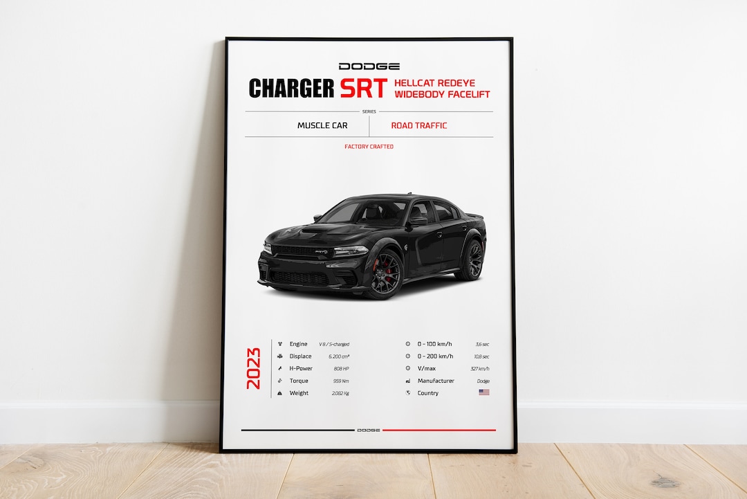 Dodge Charger SRT Hellcat Redeye 2023, Car Poster, Super Car, Sportscar ...