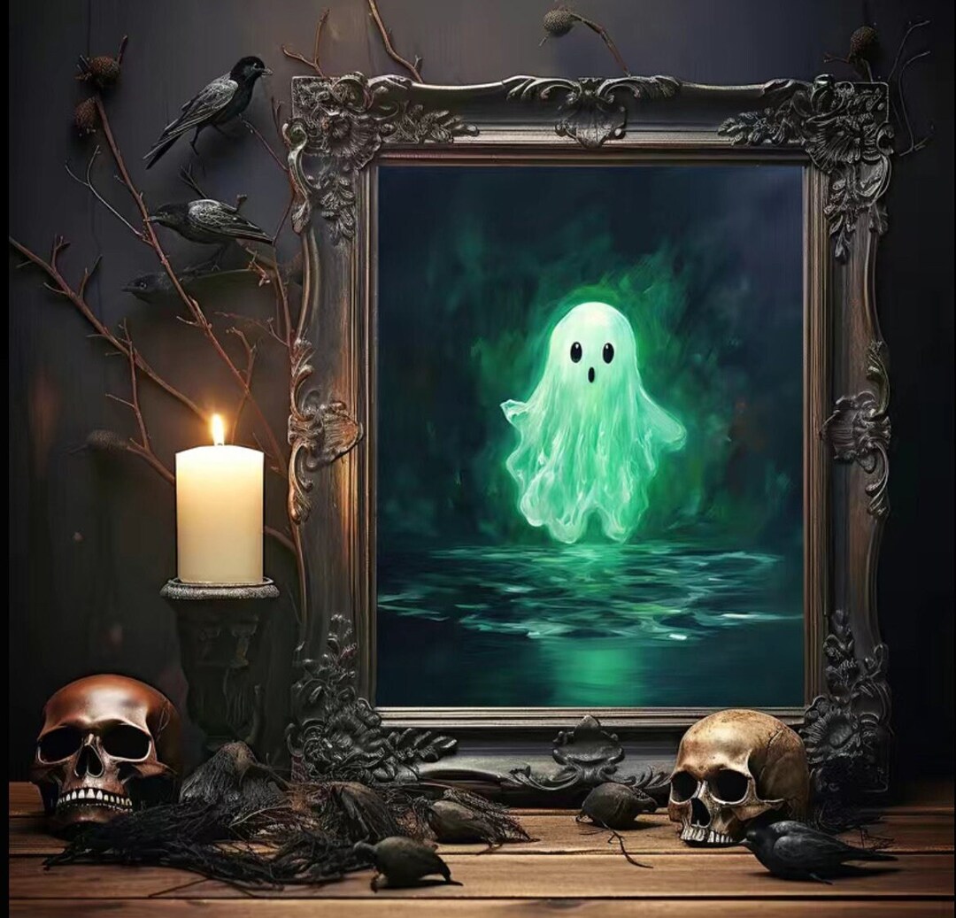 Emerald Spooky Ghost Canvas Art Print - Etsy