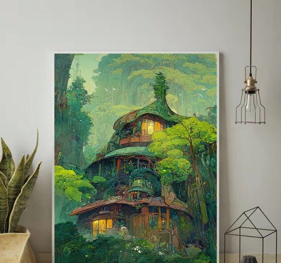 Dreamy Fantasy Log House Canvas Wall Art - Etsy