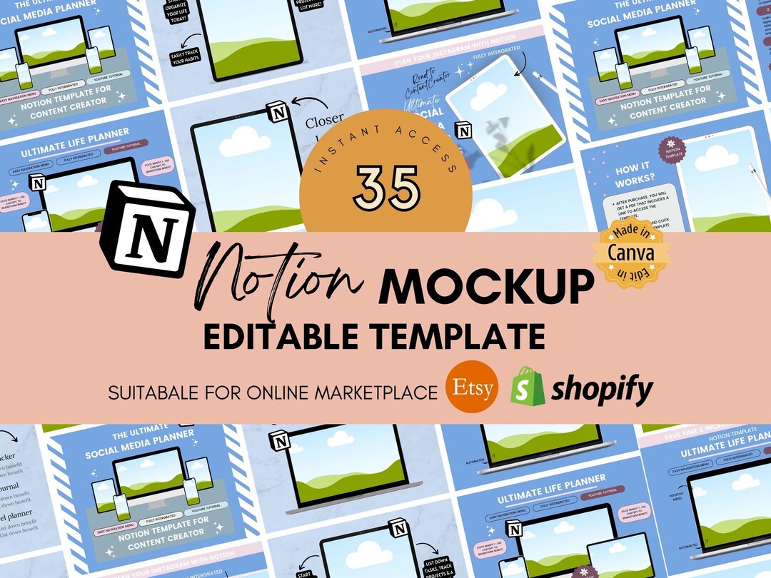 Notion Mockup Editable Template, Notion Top Sellers Digital Mock Up ...