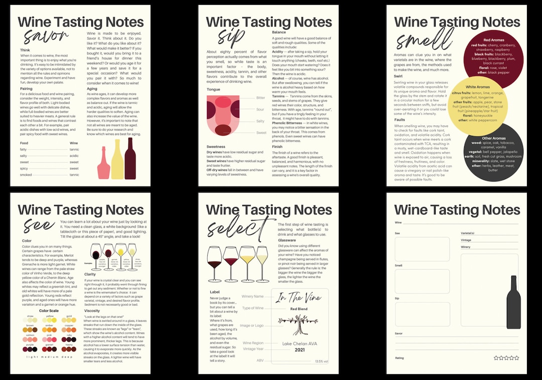 Wine Tasting Sheet and Lesson Packet - Etsy