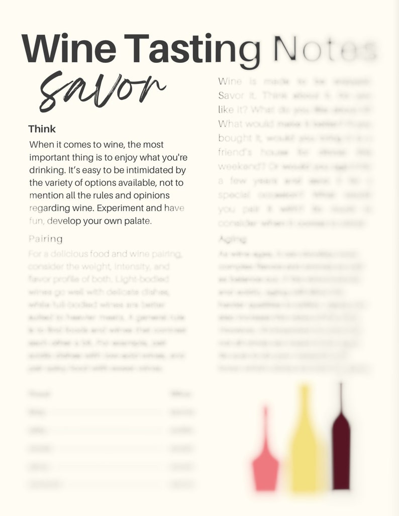 Wine Tasting Sheet and Lesson Packet - Etsy
