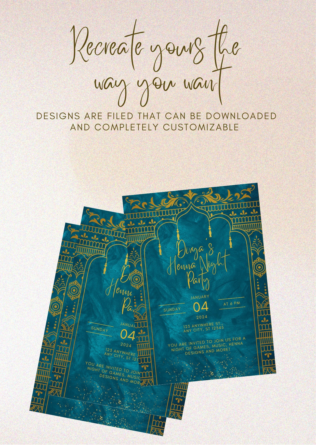 Henna Night Party Invitation, Henna Invitation Customizable Template - Etsy
