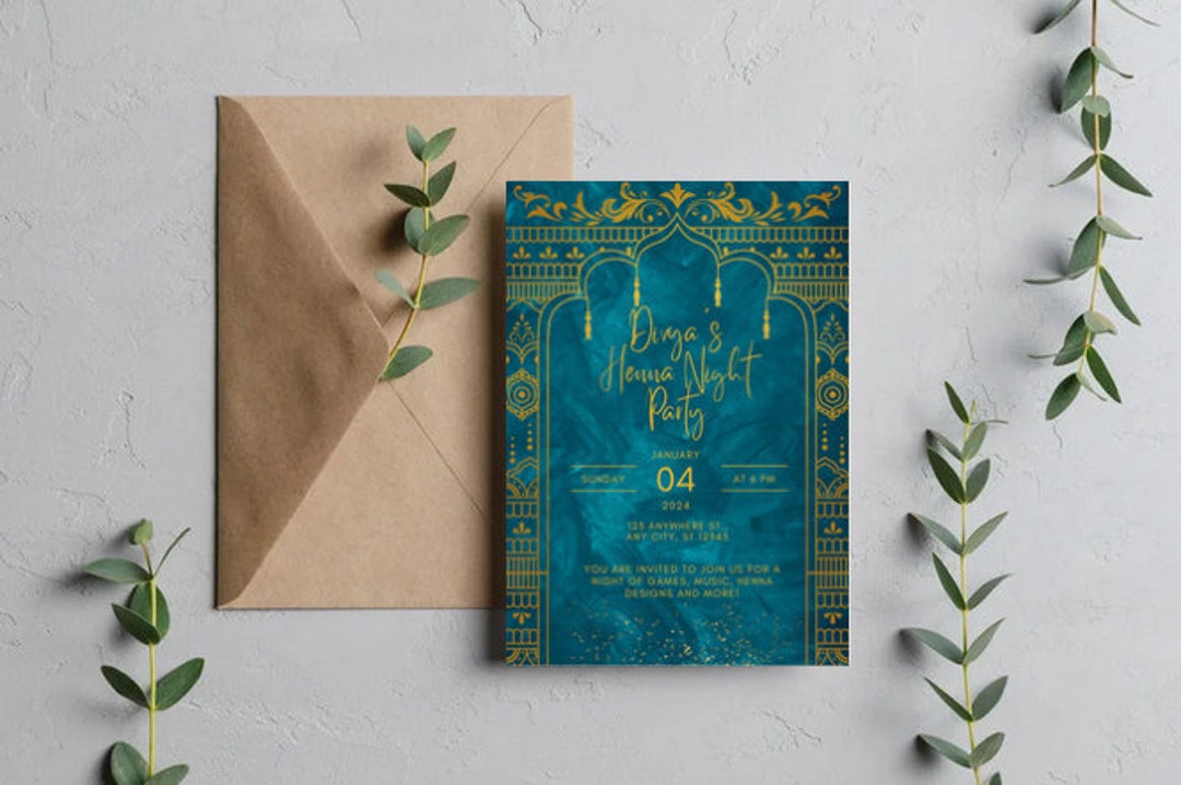 Henna Night Party Invitation, Henna Invitation Customizable Template - Etsy