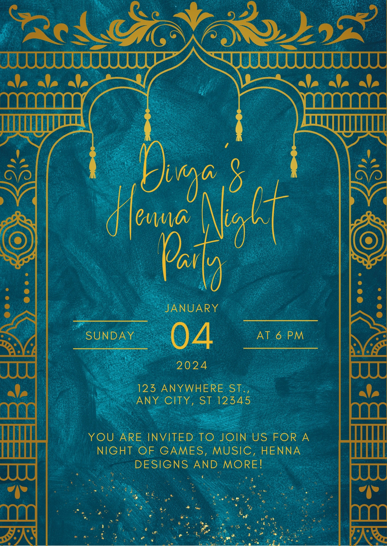 Henna Night Party Invitation, Henna Invitation Customizable Template - Etsy