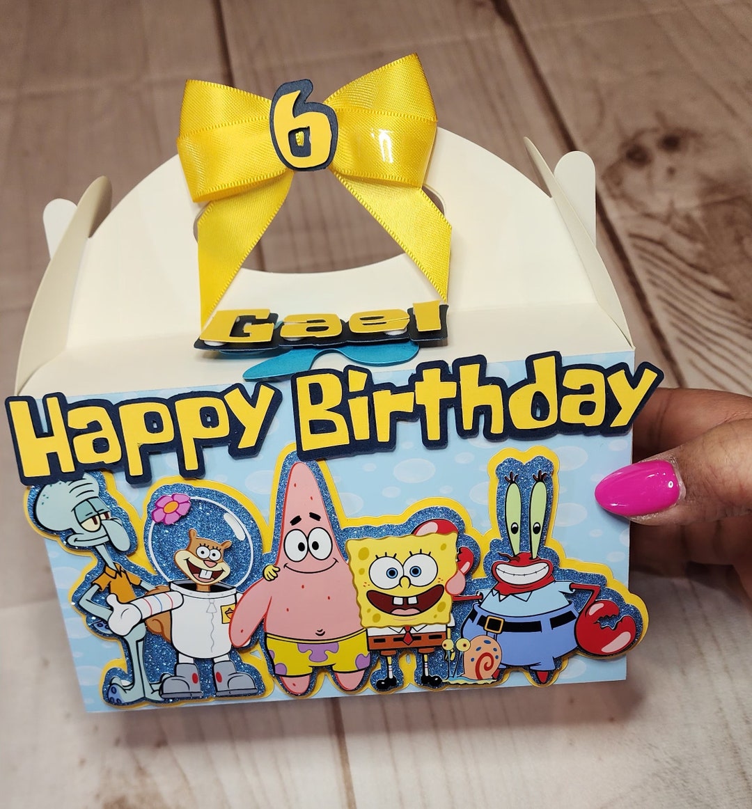 Spongebob Gable Boxes Kids Birthday Favors Goodie Bags - Etsy