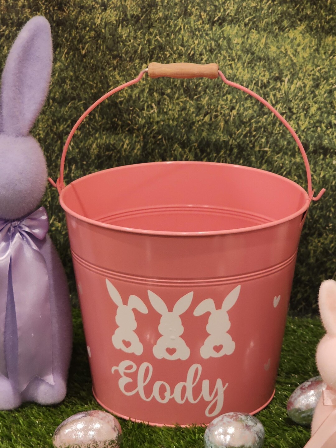 Easter Metal Bucket Personalized Easter Basket Egg Hunt Basket Easter ...