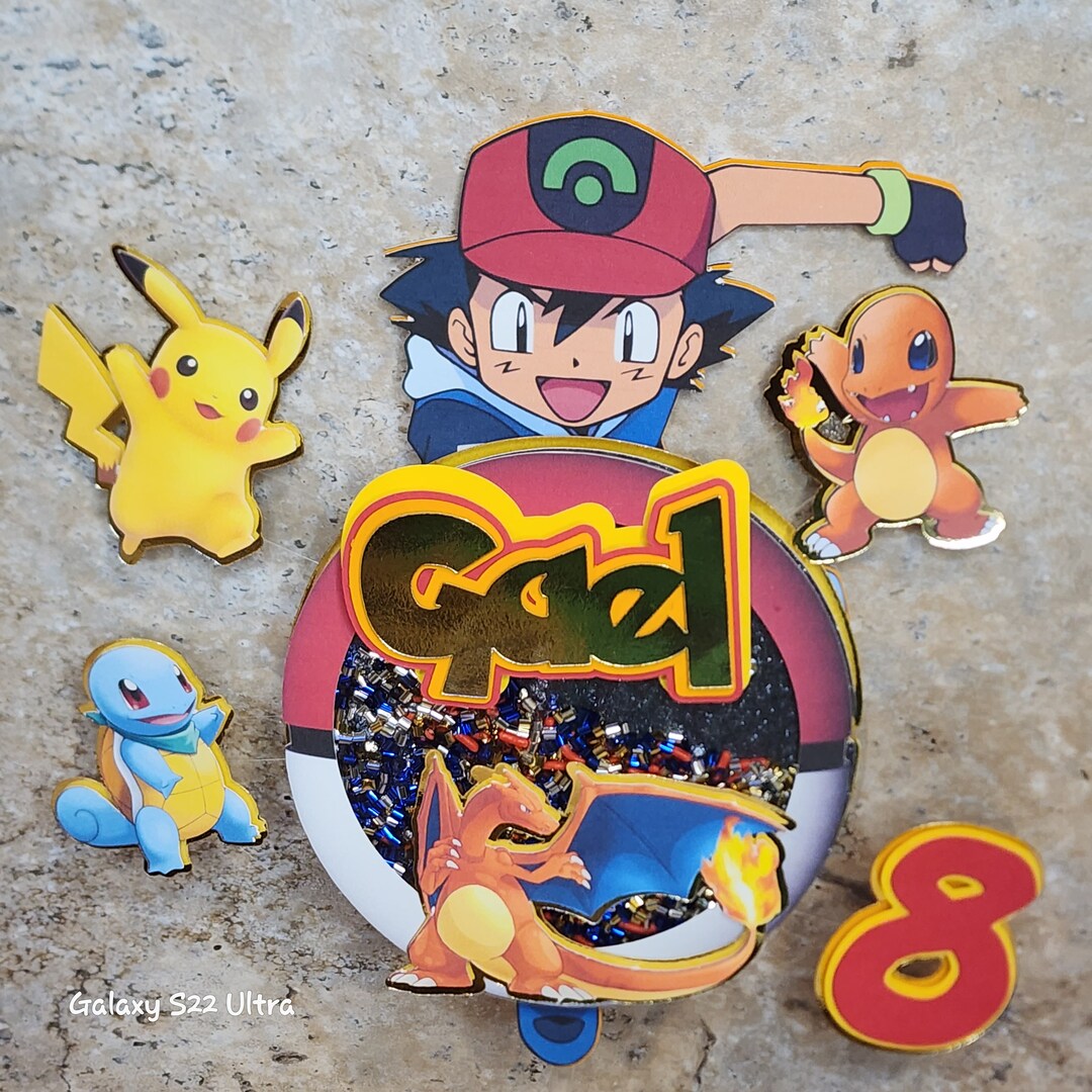 Pokemon Cake Topper Shaker, for Boys Birthday, Personalized Cake Topper ...