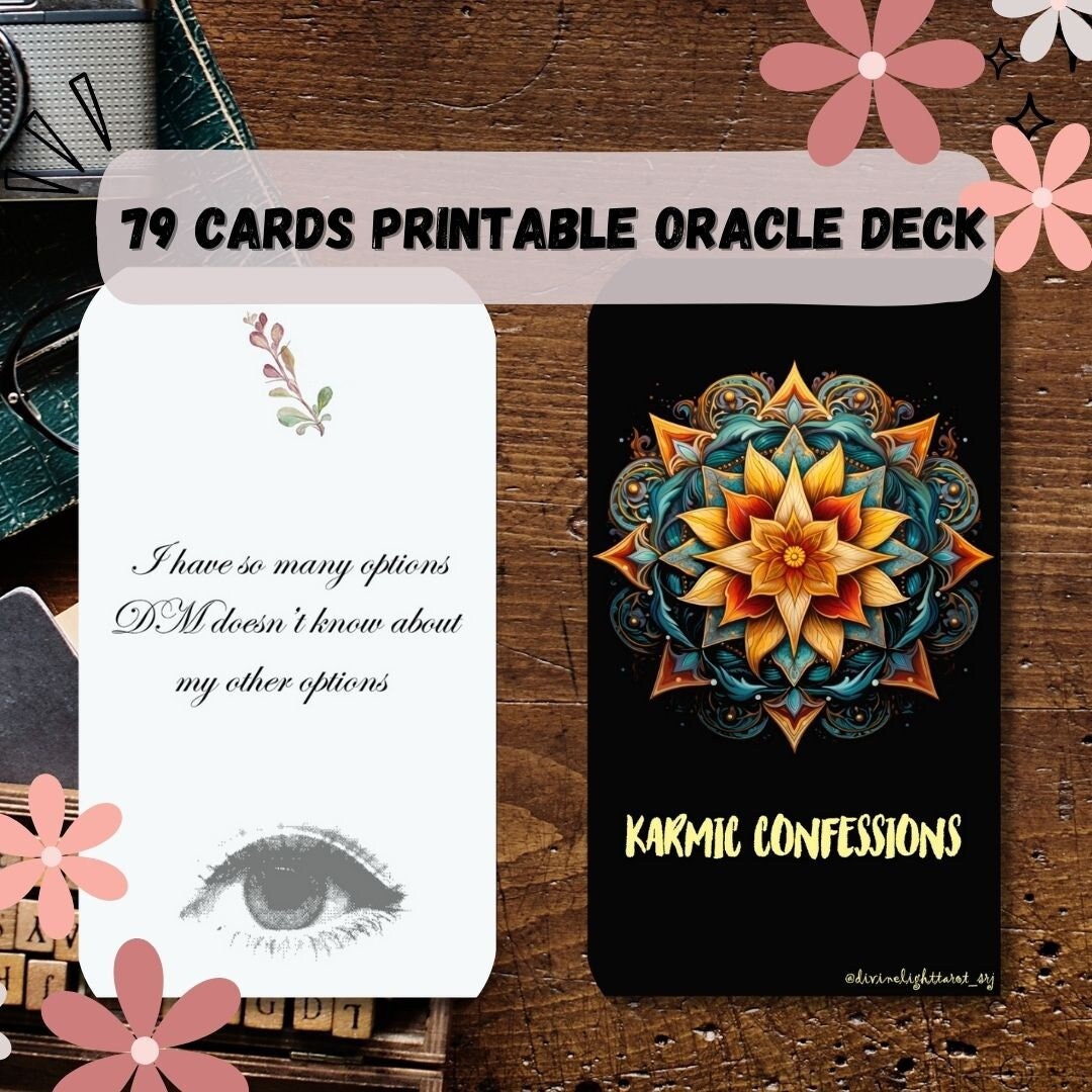 Karmic Confession Oracle Deck Tarot Deck 79 Cards Printable Digital ...