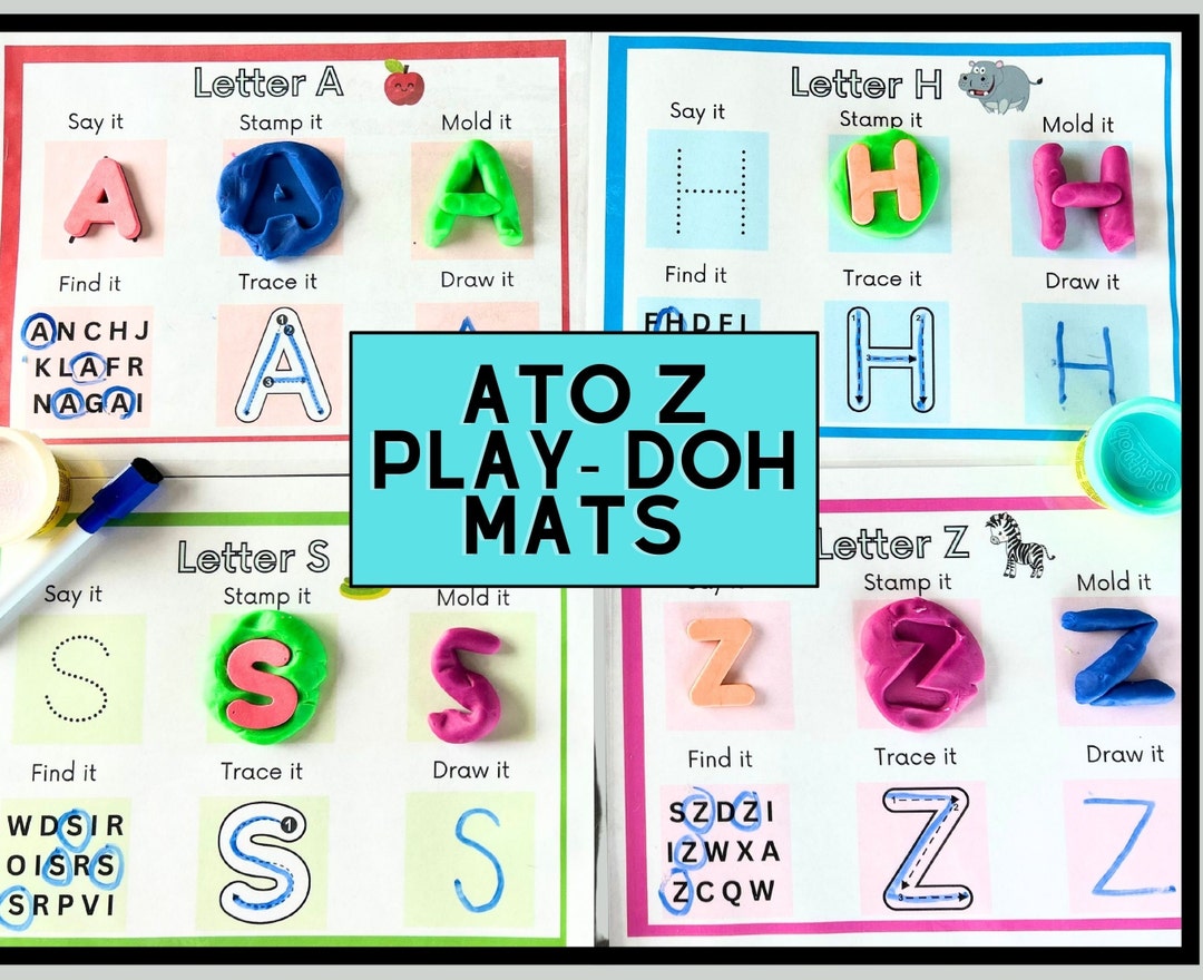 Alphabet Playdough Mats, A to Z Playdoh Mats, Printable Play Dough Mats ...