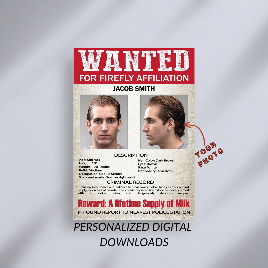 Modern Wanted Funny Personalzied Poster With Your Photo, Bounty ...