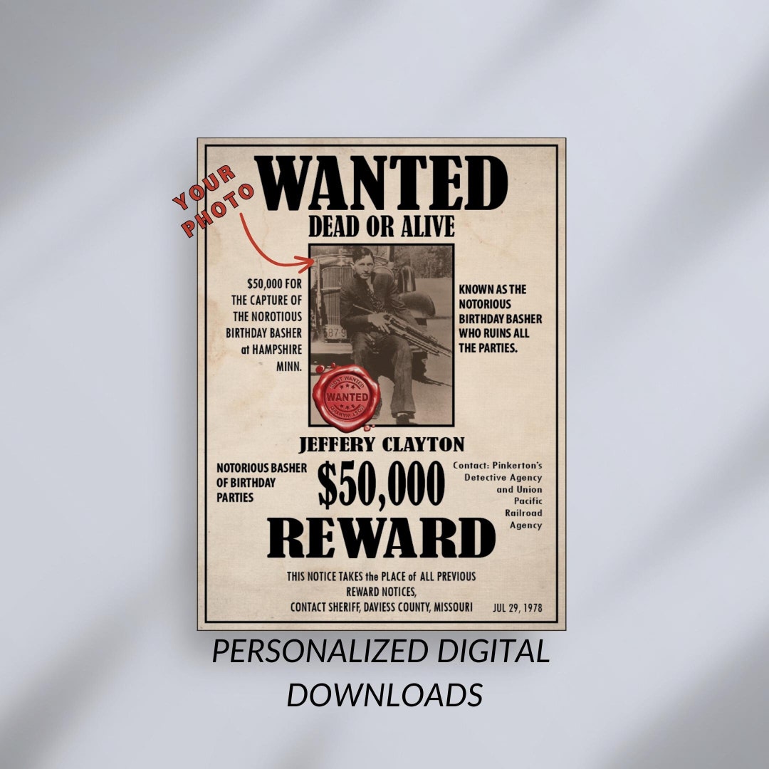 Vintage Wanted Poster With Your Photo, Old Wanted Poster, Prank ...