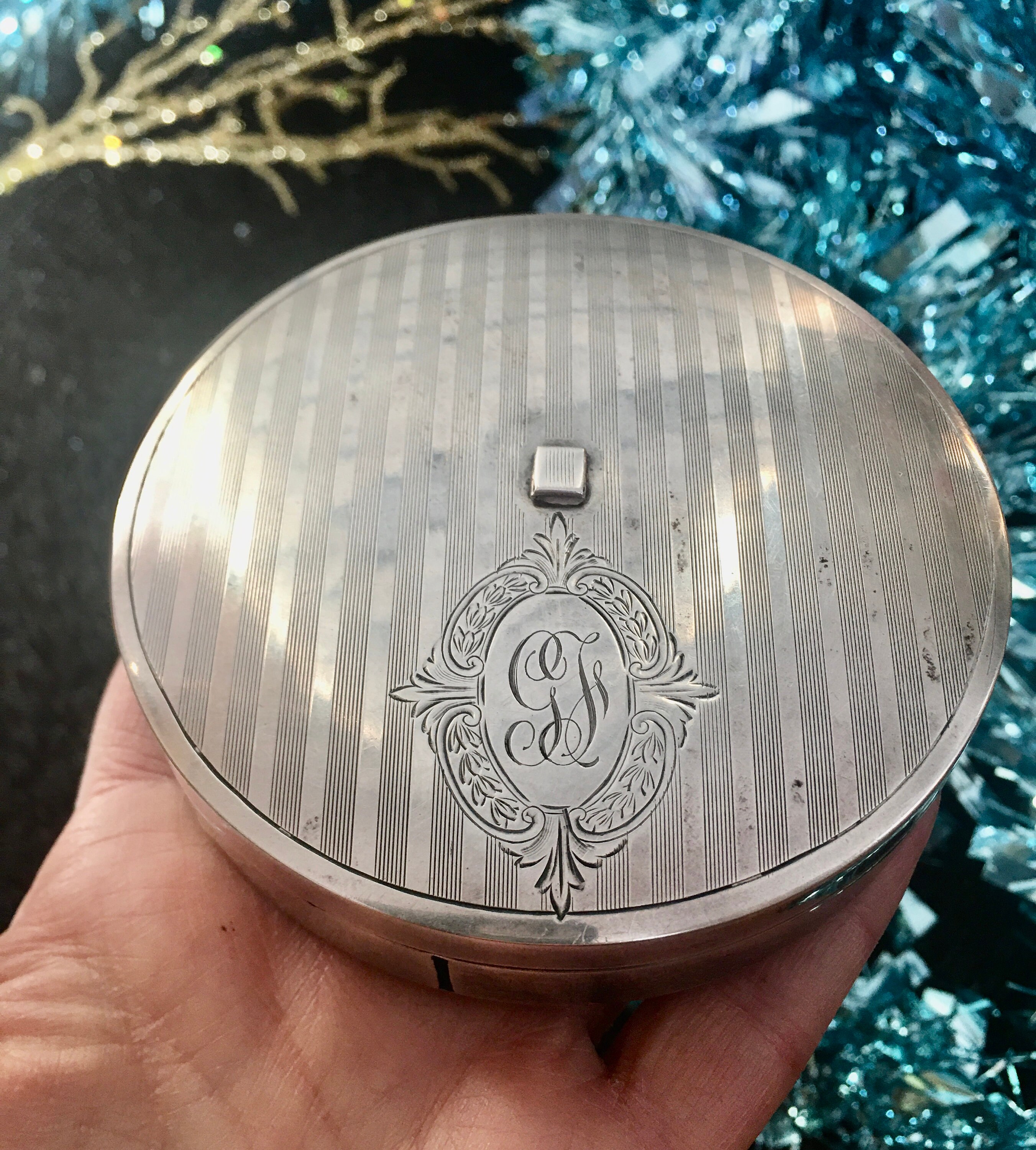 Birks Unique RARE Art Deco Design Monogram Sterling Silver Round ...