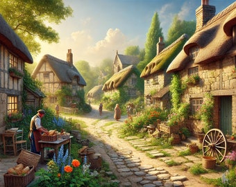Sunny Day in Old Fall Village - Etsy