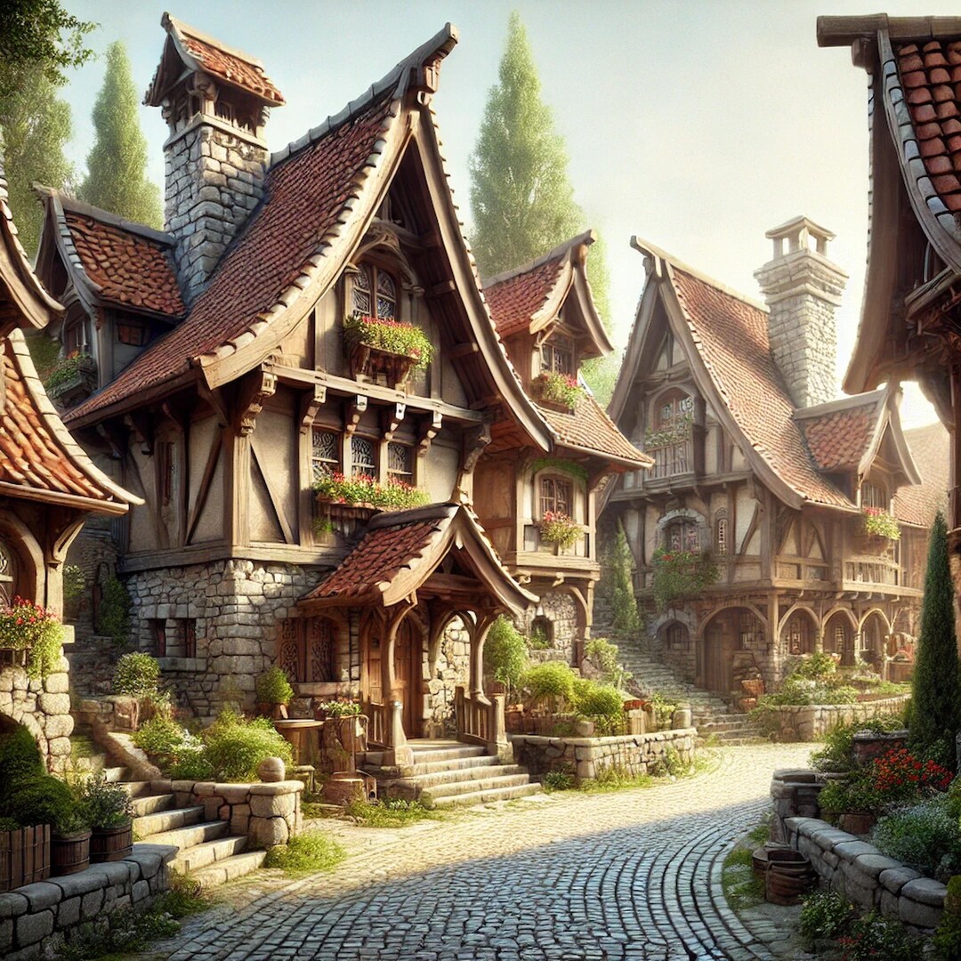 Charming Village on a Sunny Day - Etsy