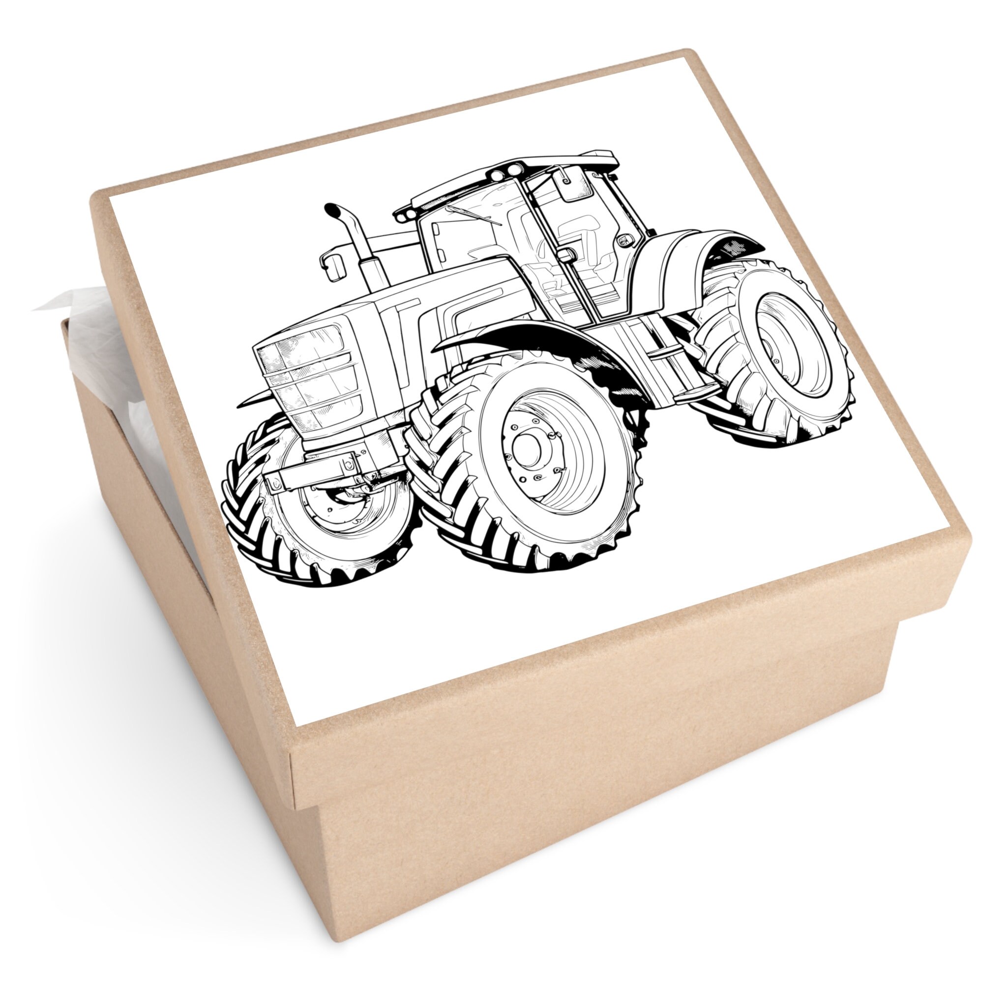 Tractor Cute Square Vinyl Stickers - Etsy