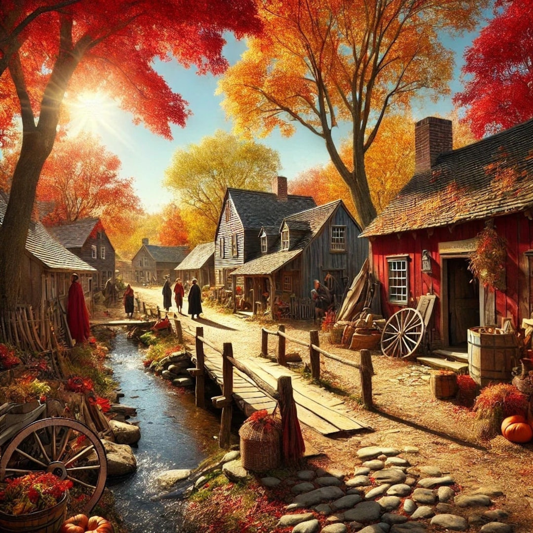 Sunny Day in Old Fall Village - Etsy