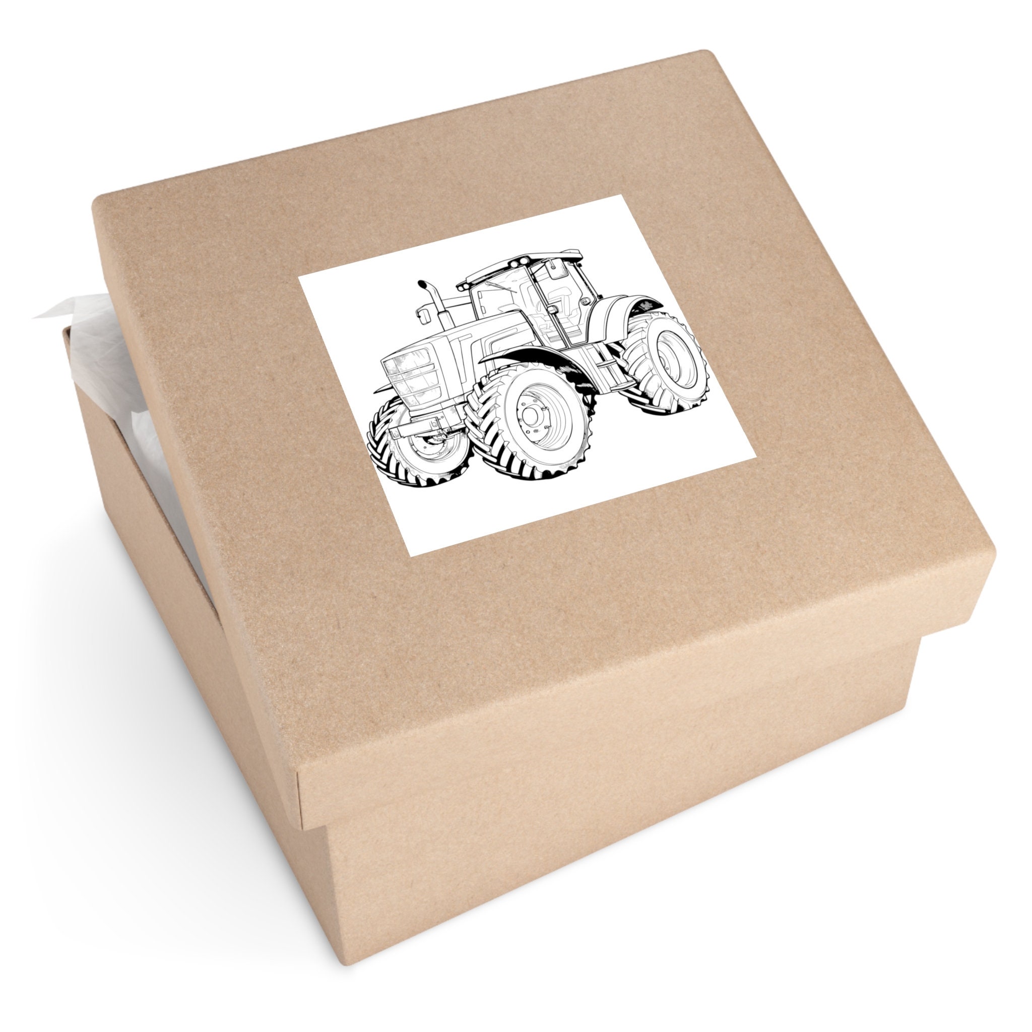 Tractor Cute Square Vinyl Stickers - Etsy