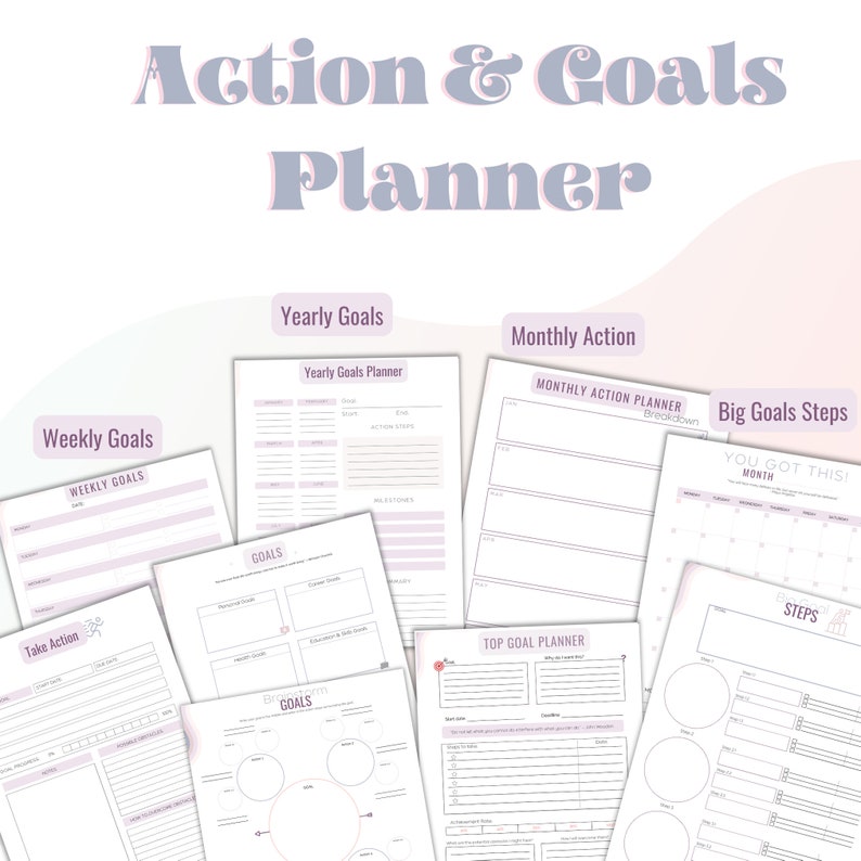 Action & Goals Planner | Printable - Etsy