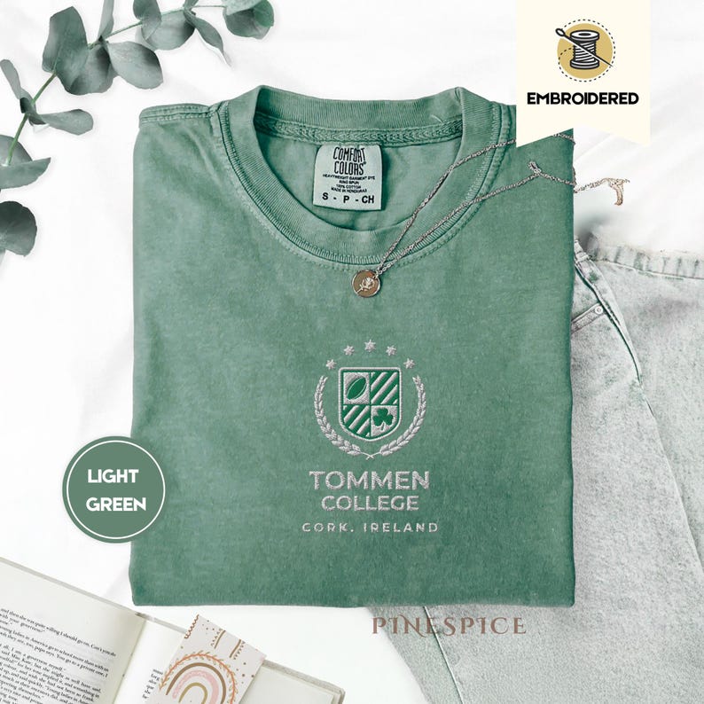 Tommen College Embroidered Tee – Comfort Colors® Book Shirt, Romance ...