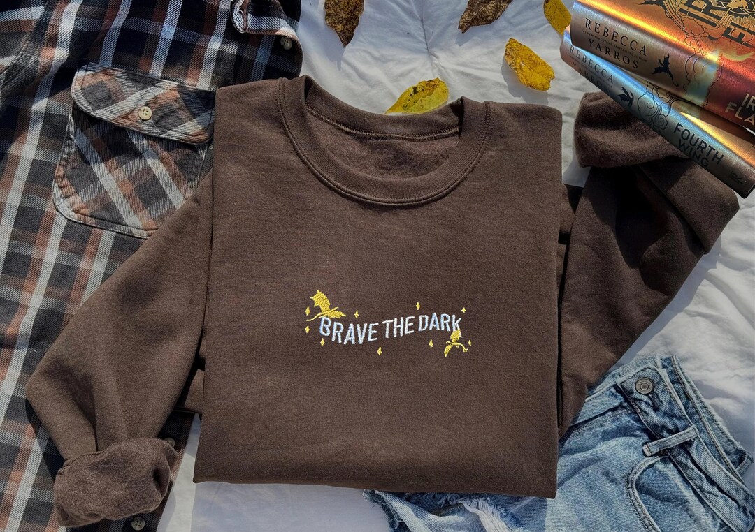 Brave the Dark, Fourth Wing Merch, Dragons and Pages Embroidered Book ...