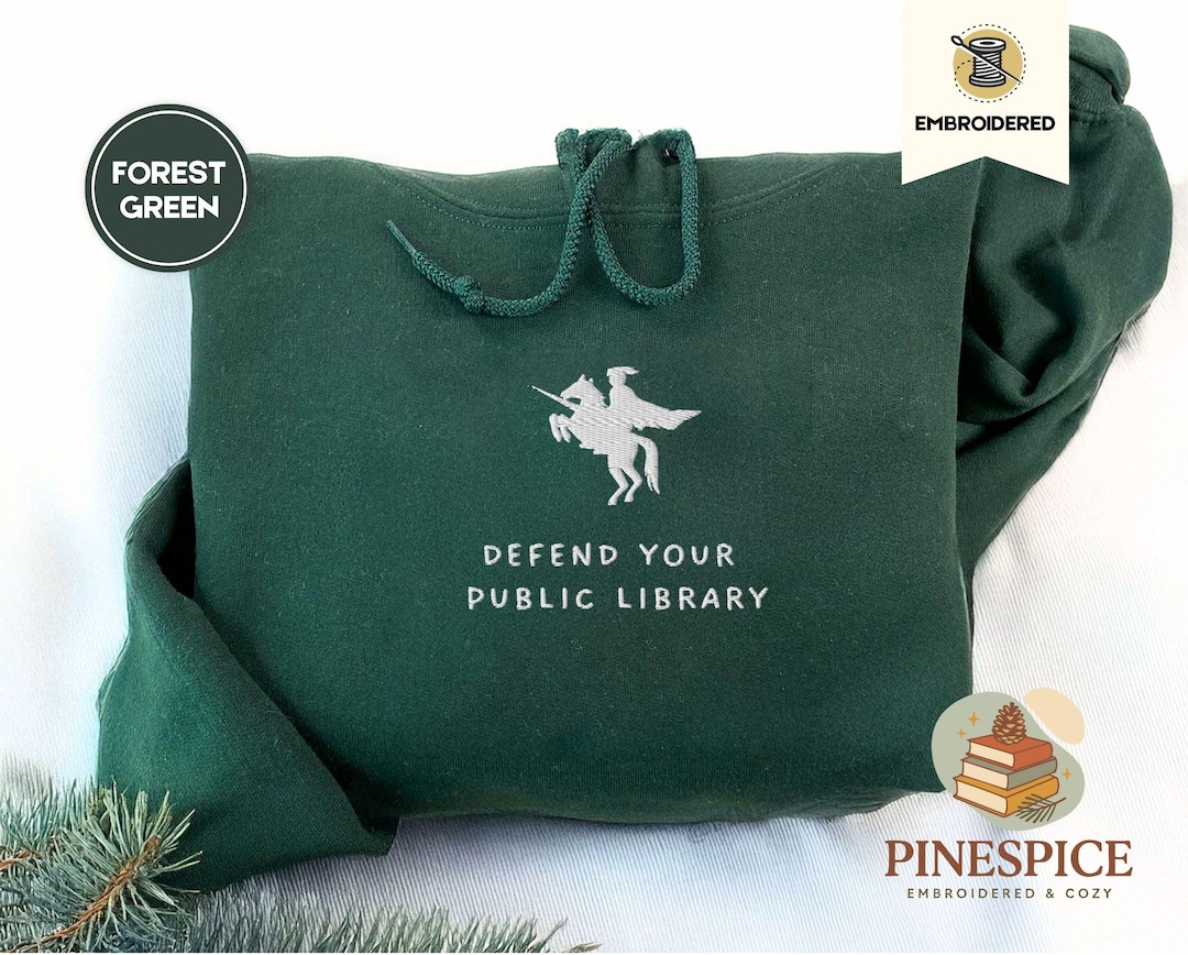 Defend Your Public Library Hoodie, Embroidered Knight Gift, Gildan ...