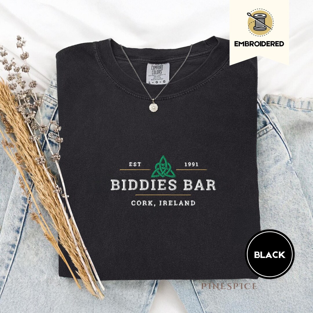 Biddies Bar Cork Ireland Tee – Embroidered Comfort Colors® Shirt, Rugby ...