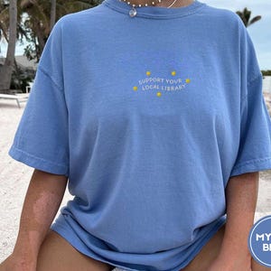 Support Your Local Library Embroidered Tshirt, Librarian Shirt, Public Resources, Reader Gift ...