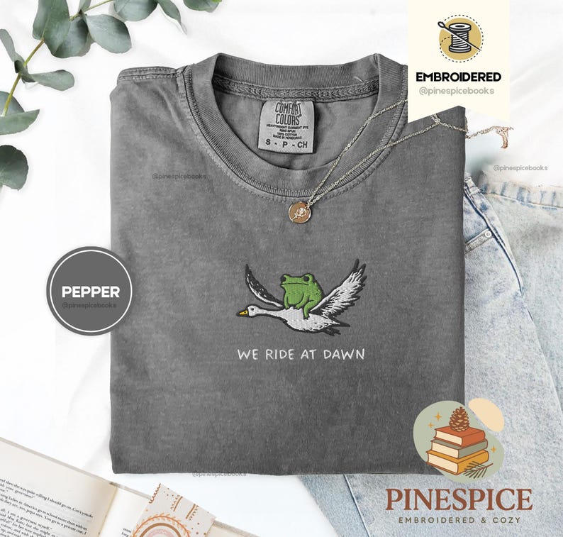 We Ride at Dawn T-shirt, Funny Frog and Goose Tee, Embroidered Comfort ...