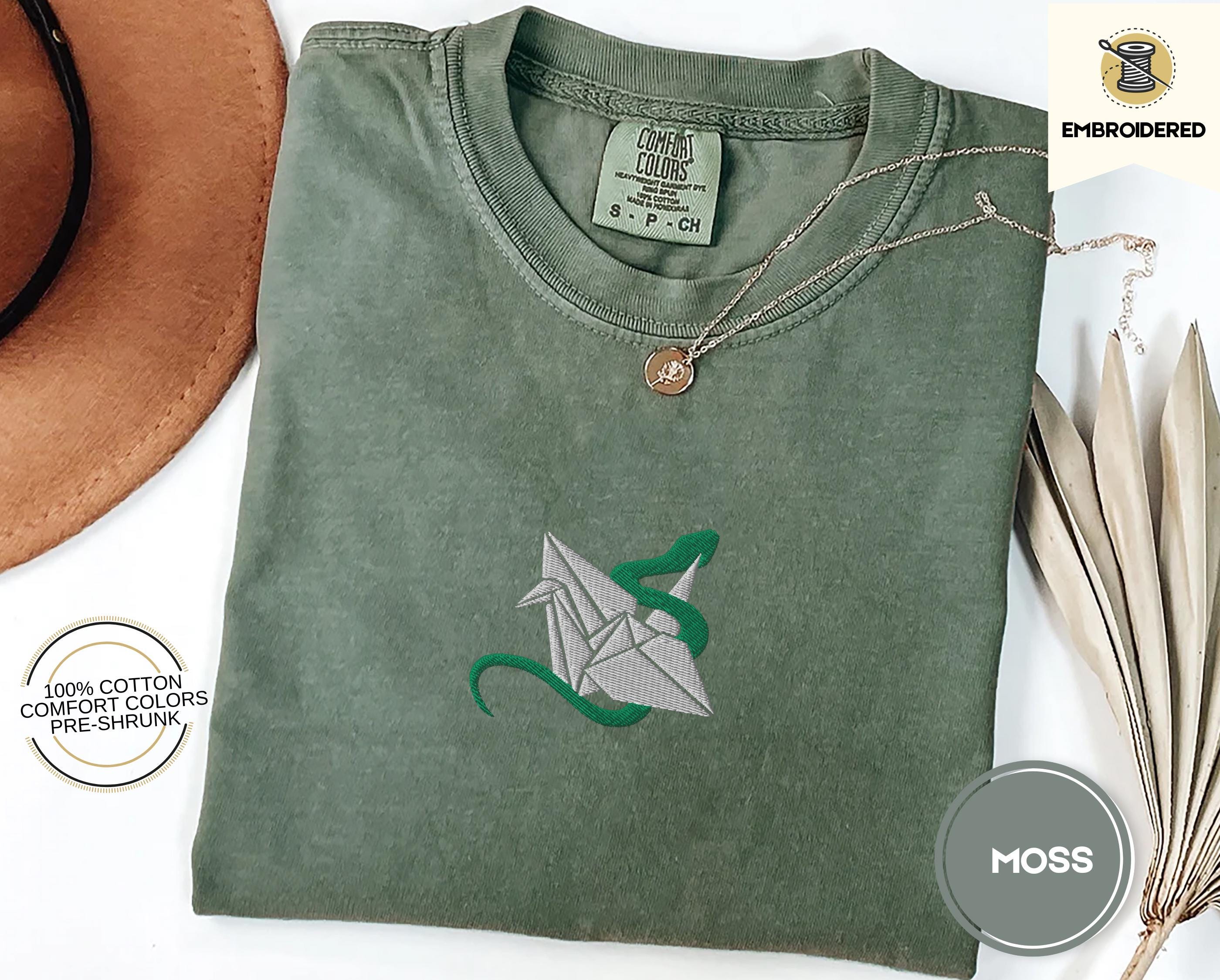 Manacled Paper Crane and Snake Embroidered Comfort Colors Shirt ...