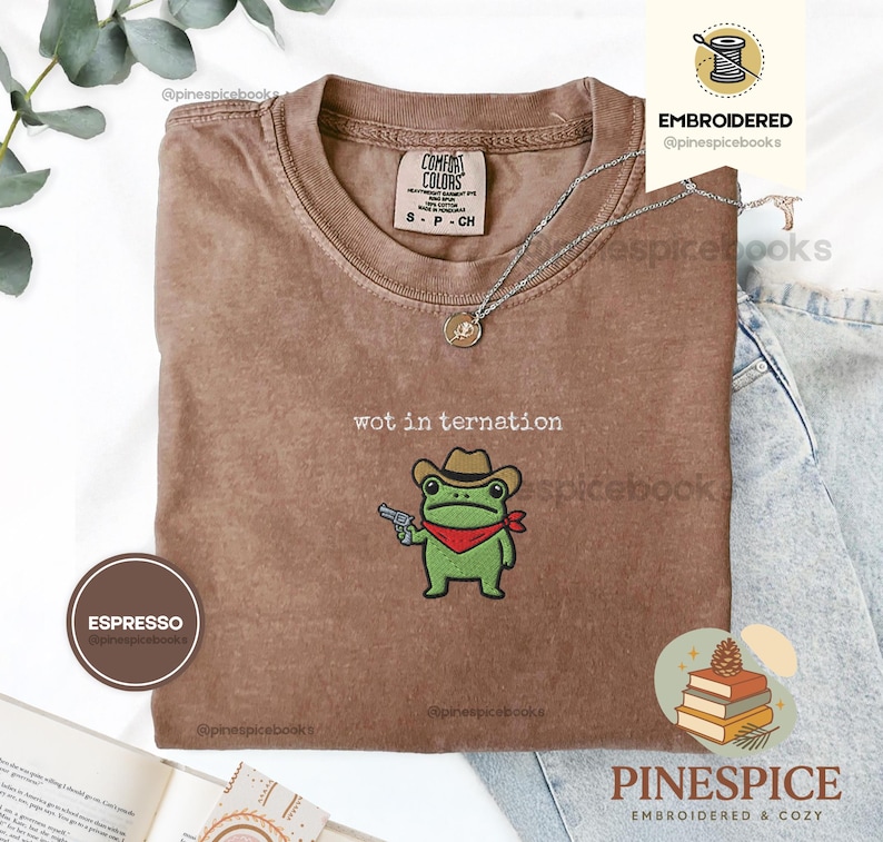 What in Tarnation Cowboy Frog Embroidered T-shirt - Etsy