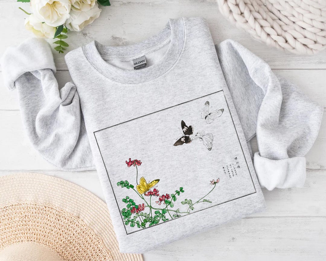 Vintage Butterfly Moth Chart Retro 90s Sweatshirt, Japanese Art ...