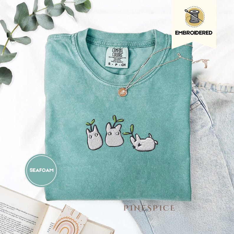 Forest Sprites Embroidered Tee – Chibi Spirit Anime Comfort Colors ...