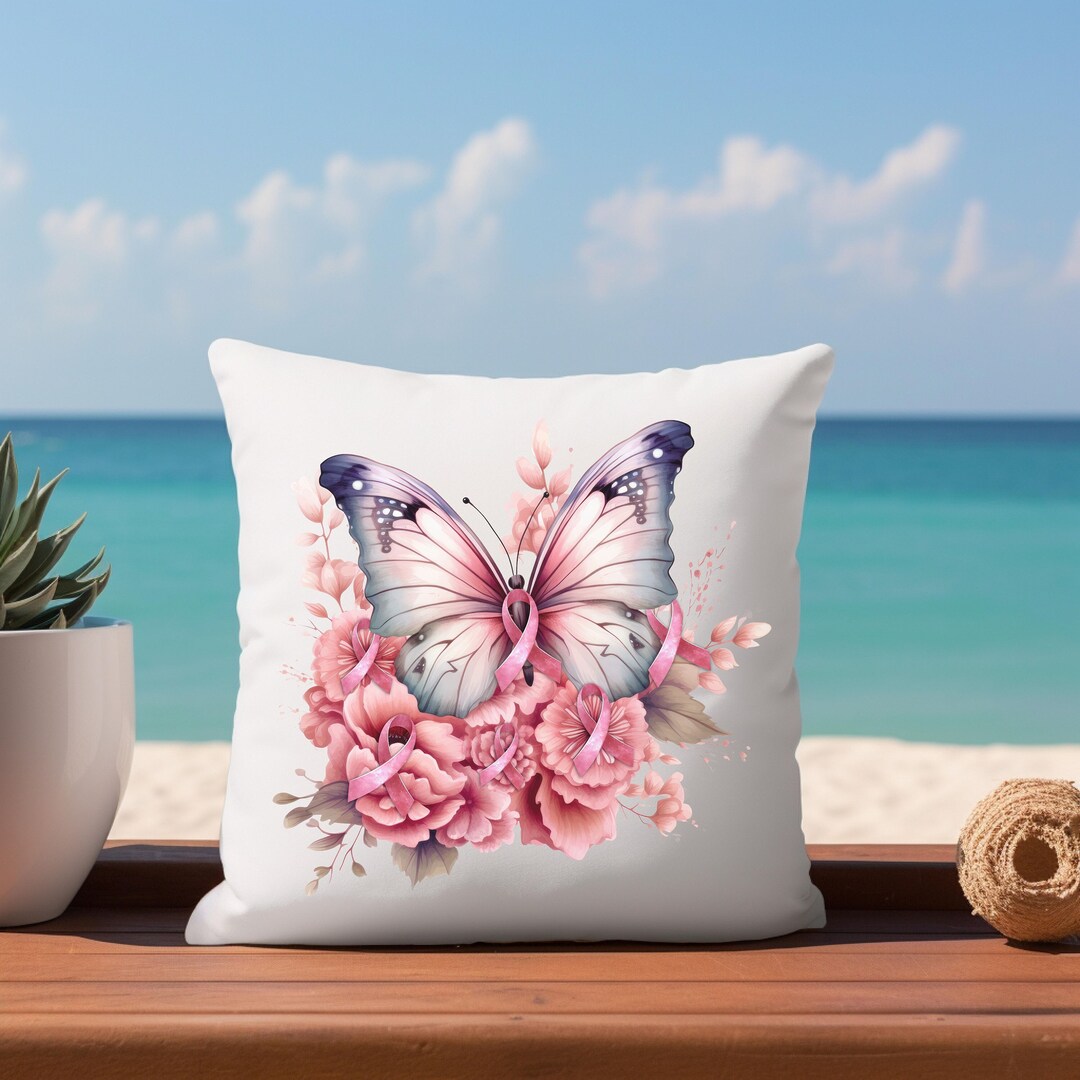 Custom Butterfly Breast Cancer Pillow Personalized Awareness Gift ...