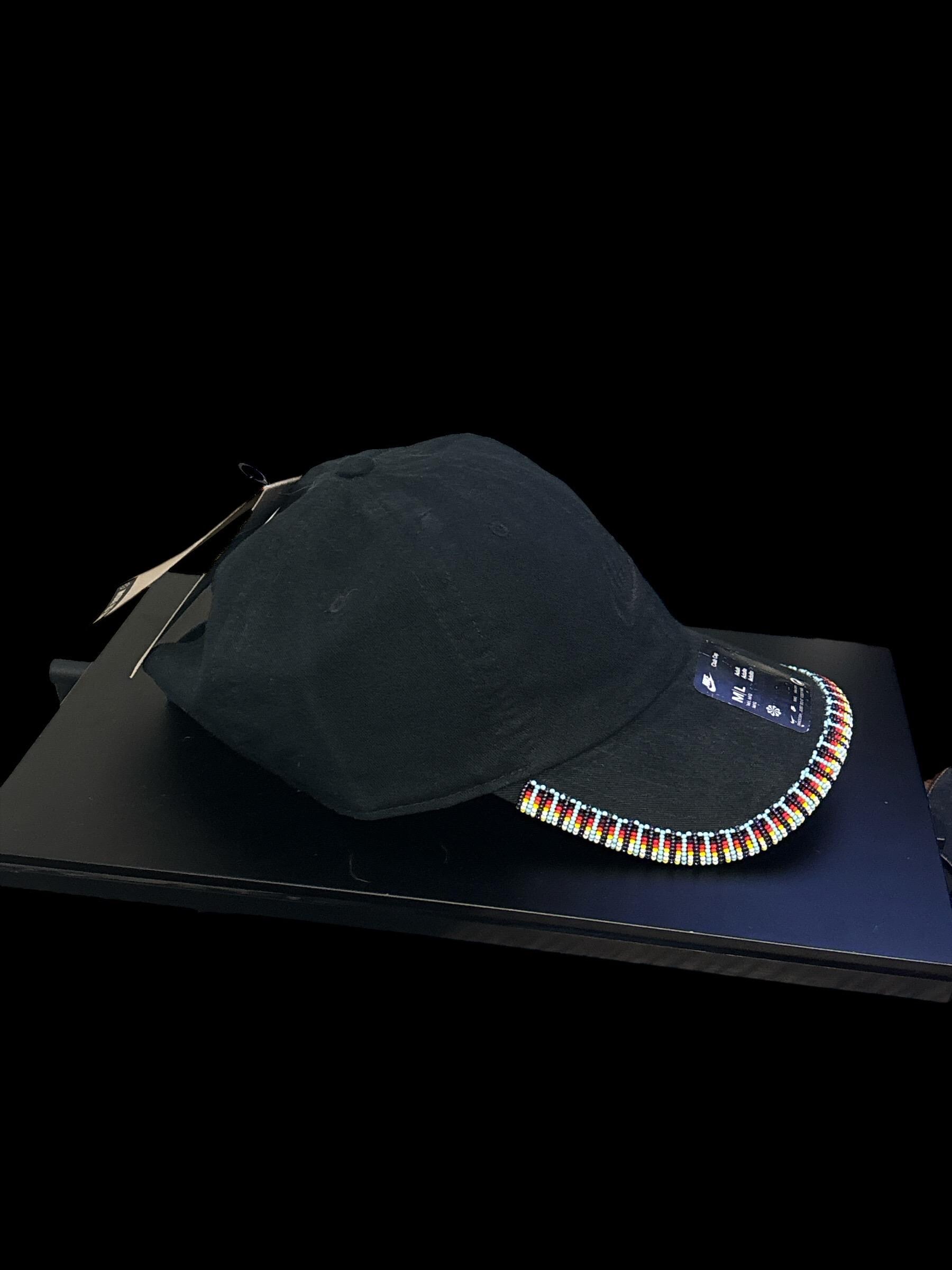 Native American Beaded Baseball Cap Black Authentic | Beaded Hat | Nike ...