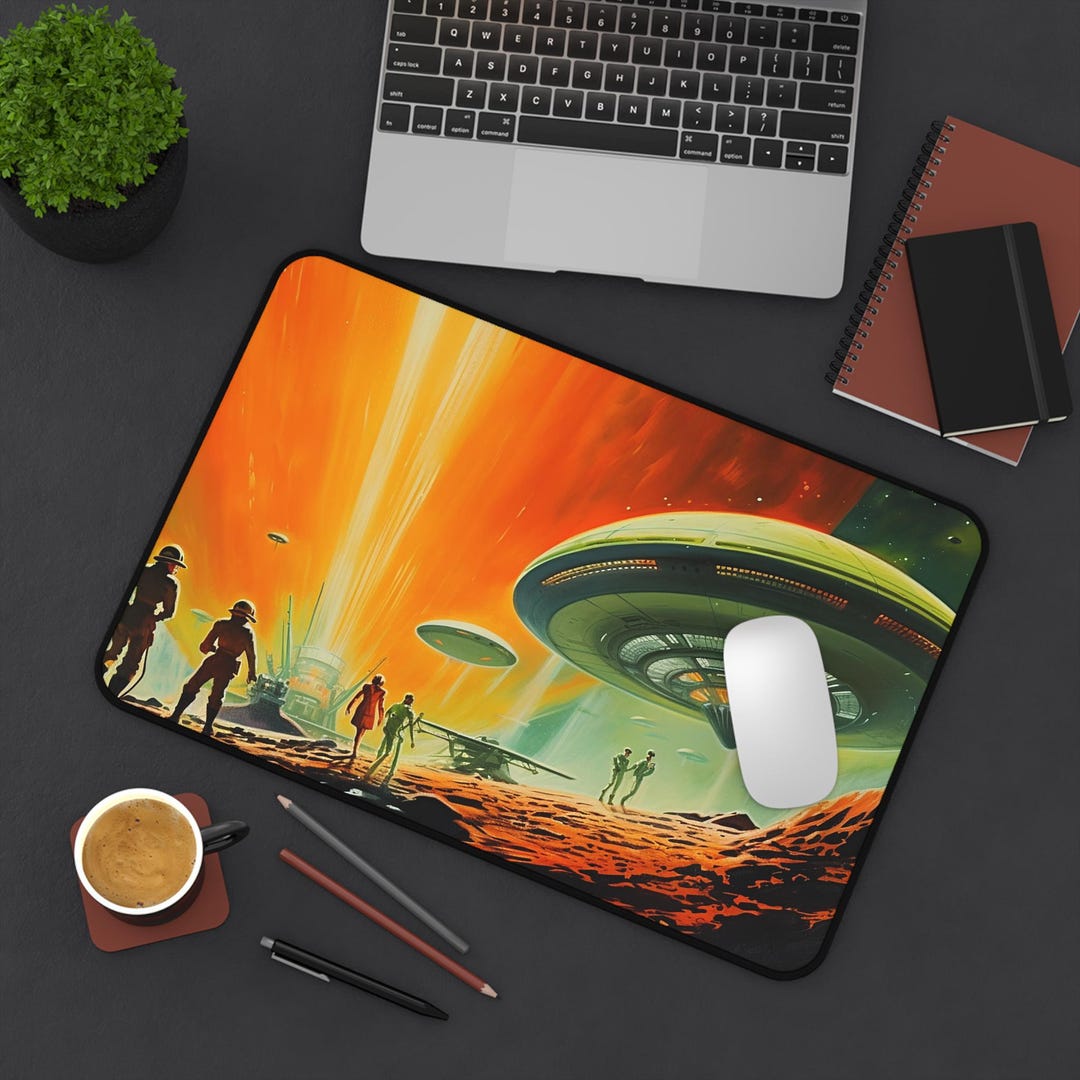 Gaming Deskmat, Alien Invasion Deskmat, Custom Desk Mat, Gaming Desk ...