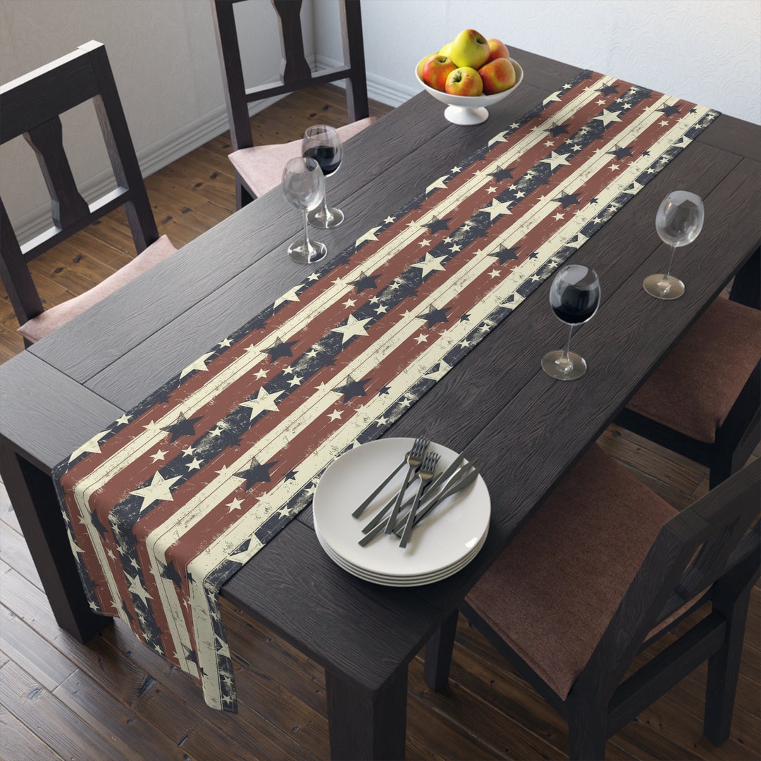Vintage American Flag Table Runner, Stars and Stripes Table Runner ...