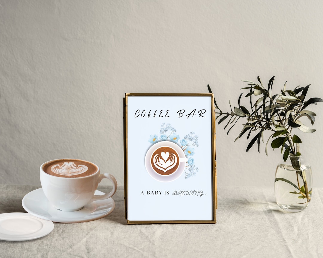 A Baby is Brewing Printable Coffee Bar Sign Boy Baby Shower - Etsy