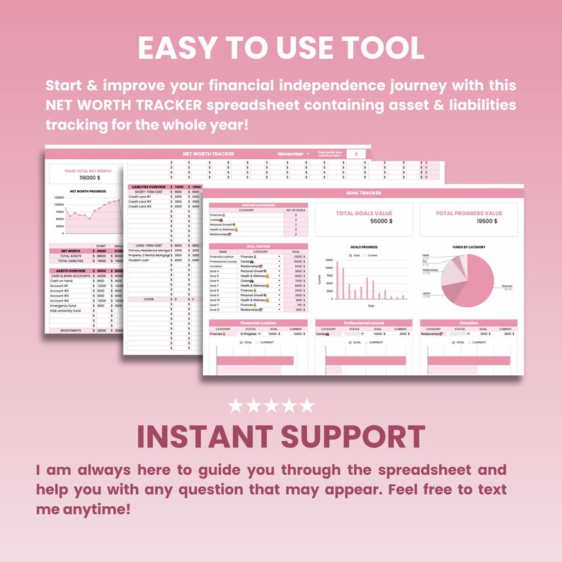 NET WORTH TRACKER Spreadsheet for Google Sheets | Assets & Liabilities ...