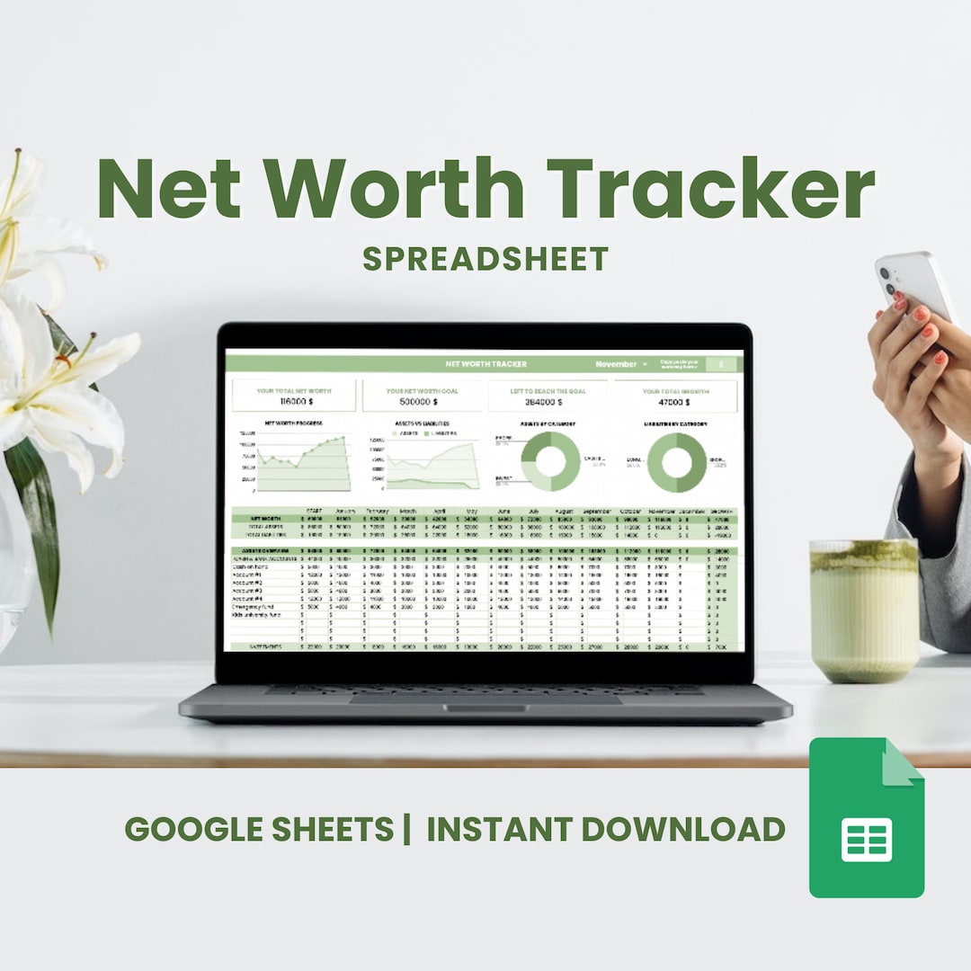 NET WORTH TRACKER Spreadsheet for Google Sheets | Assets & Liabilities ...