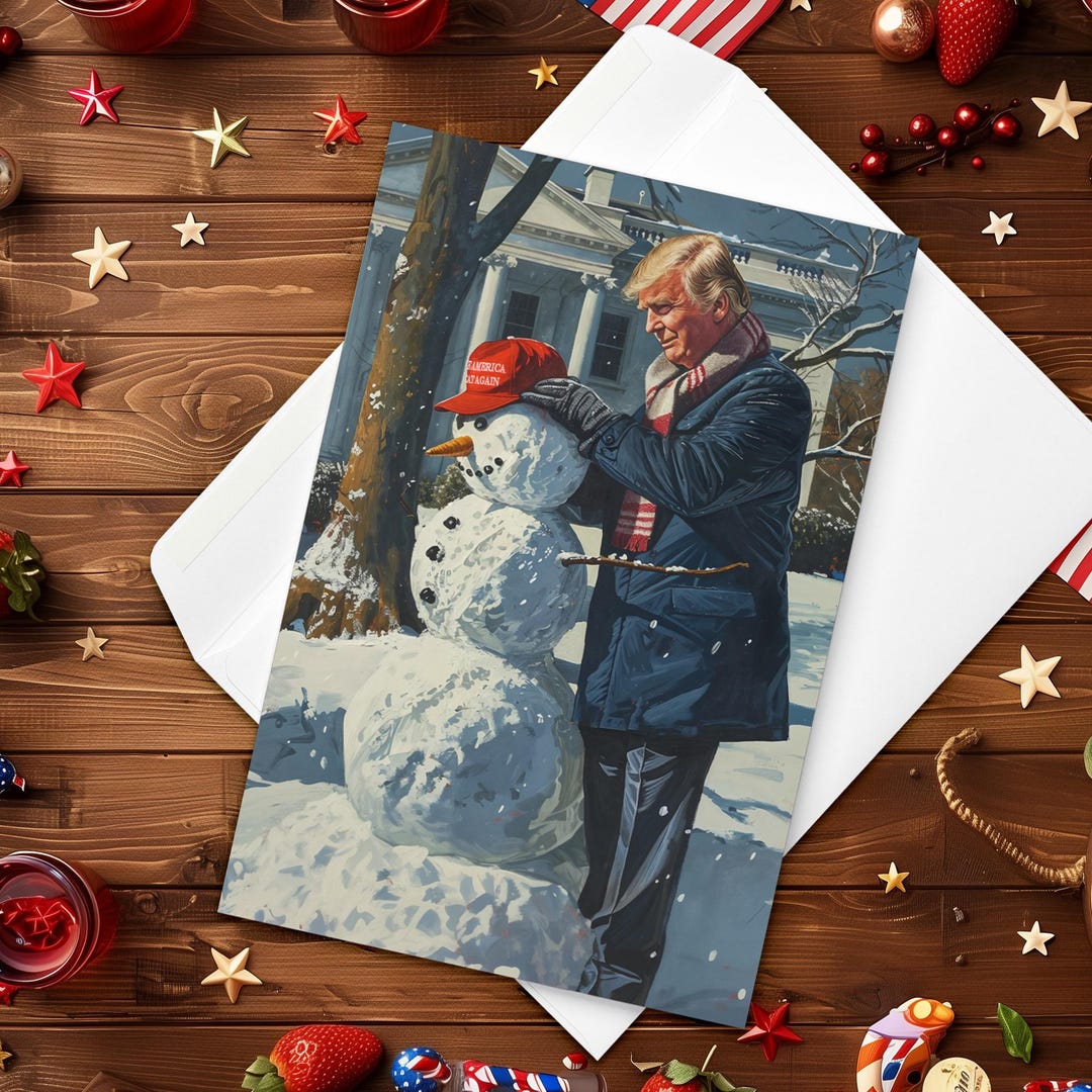 MAGA Winter Trump Greeting Card: Patriotic Americana Art (4x6 In) - Etsy